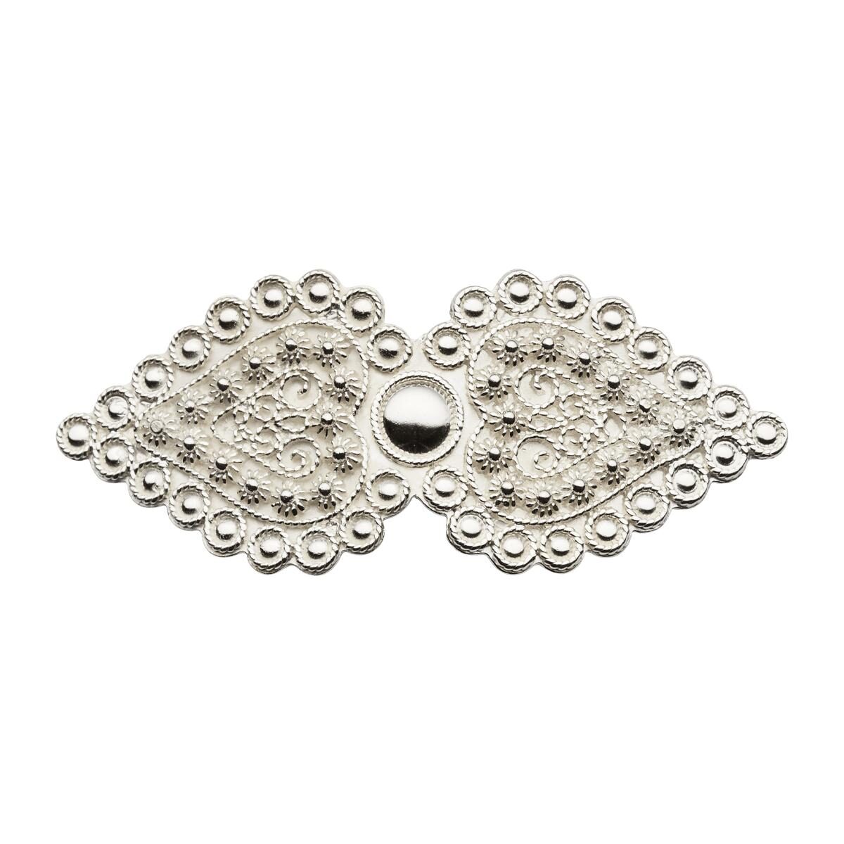 Hårspenne hjarte, med kruser, kvit - By Stokkeholm