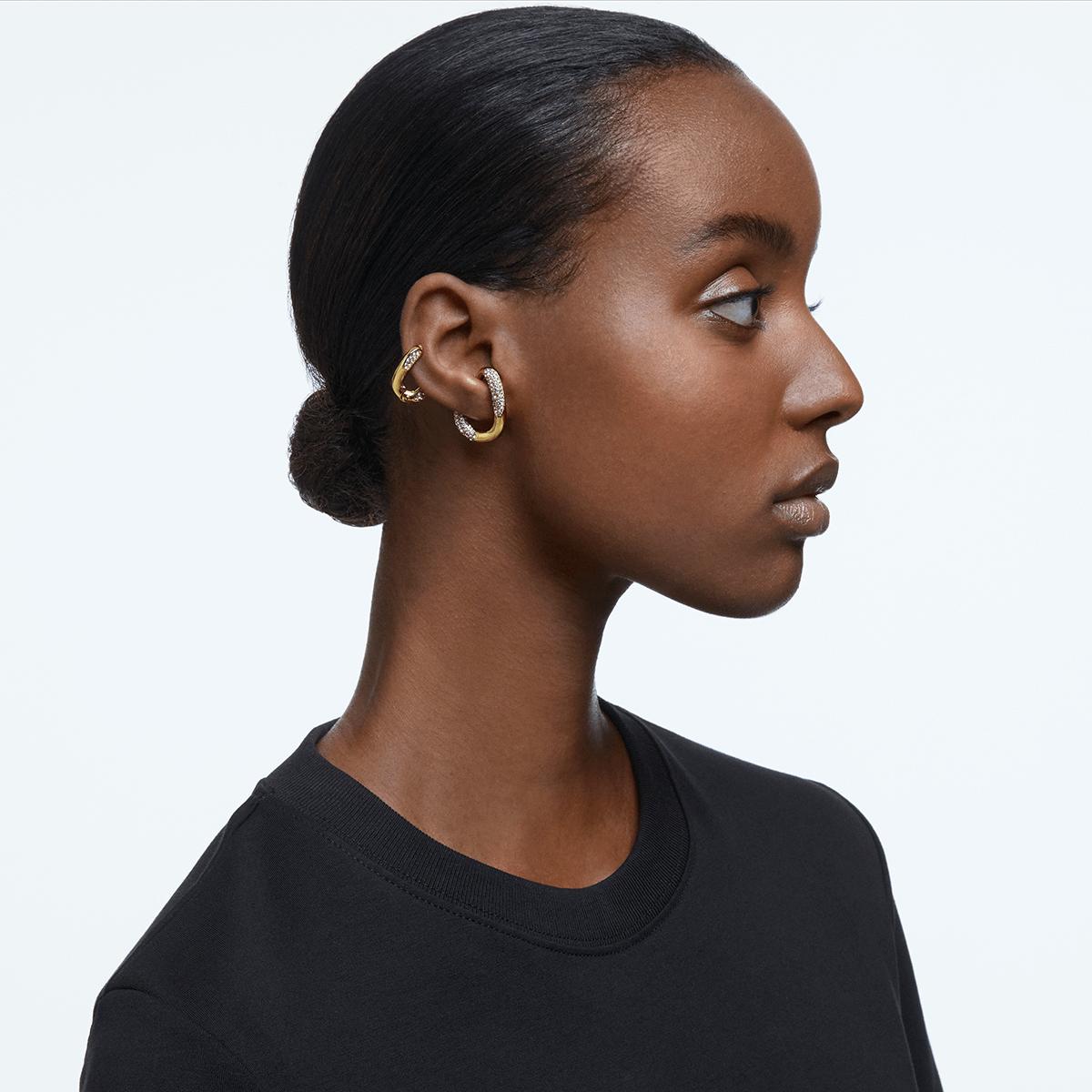 Swarovski - Dextera ear cuff, Set (2), Asymmetrical design, White, Gold ...