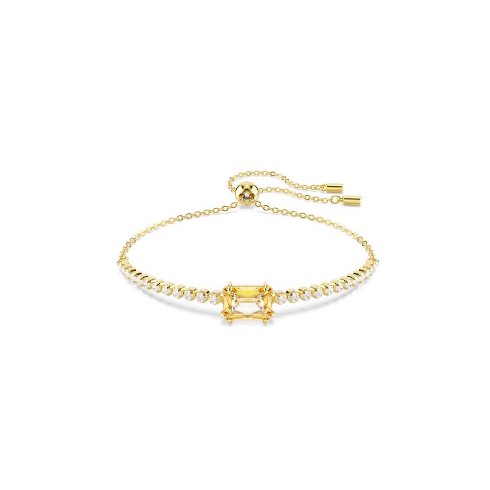 Swarovski - Matrix Tennis bracelet, Mixed cuts, Caramel, Gold-tone ...