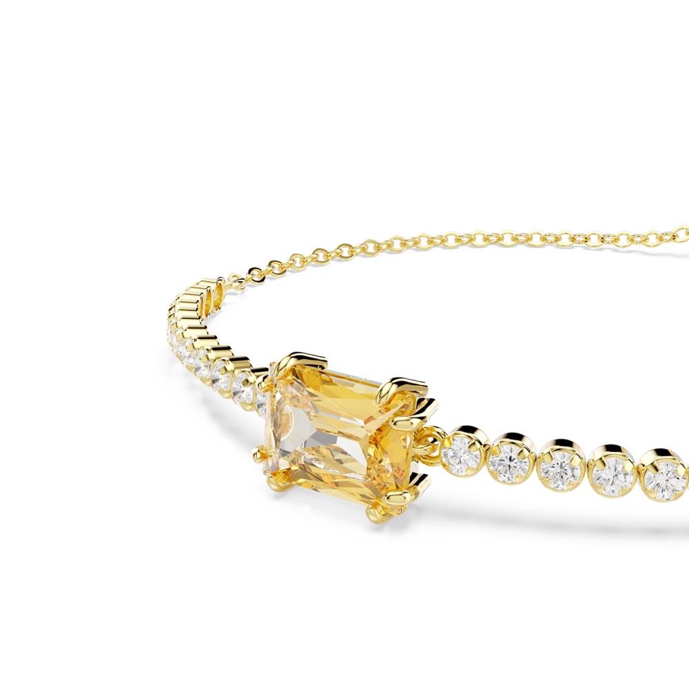 Swarovski - Matrix Tennis bracelet, Mixed cuts, Caramel, Gold-tone ...