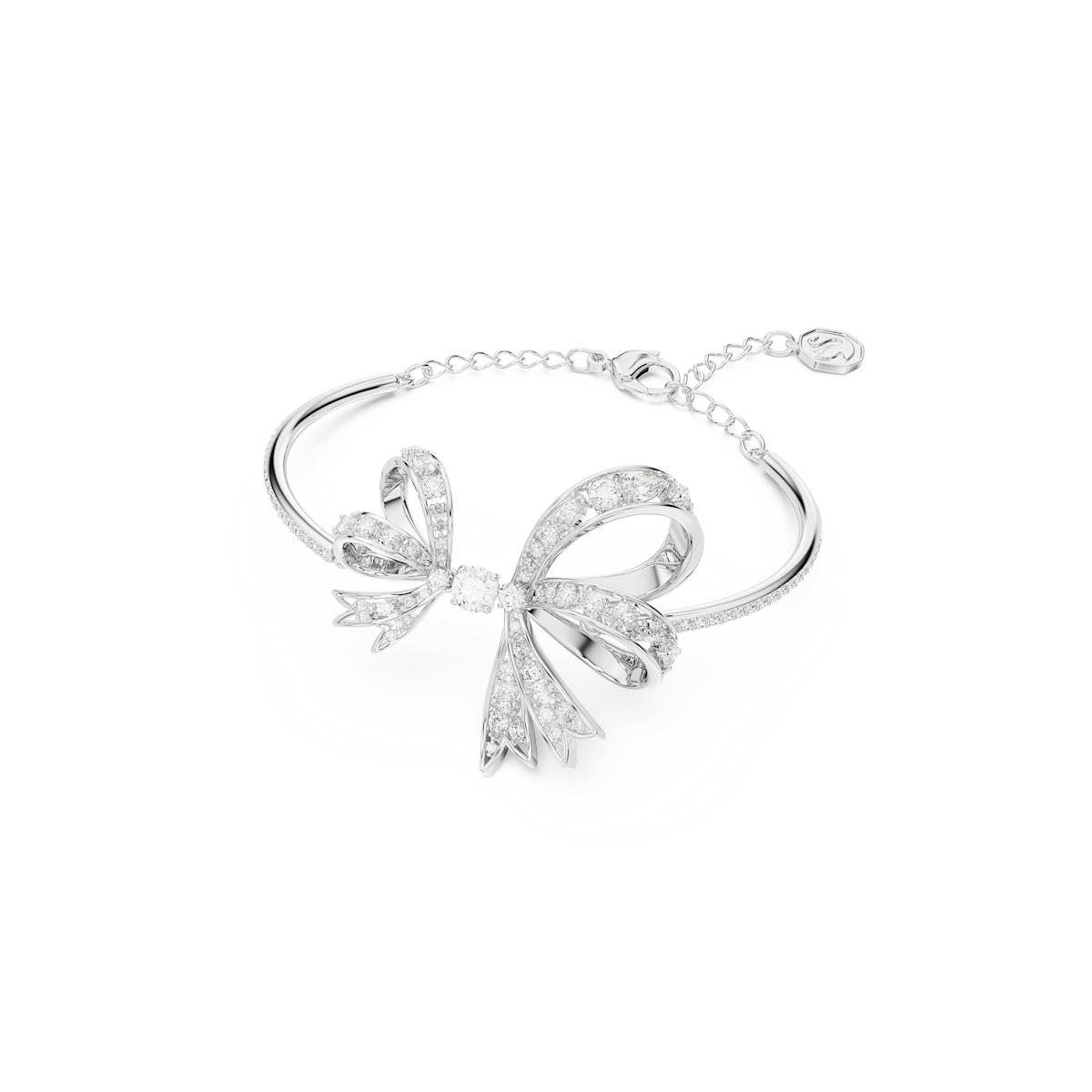 Swarovski - Volta bangle, Bow, White, Rhodium plated - By Stokkeholm